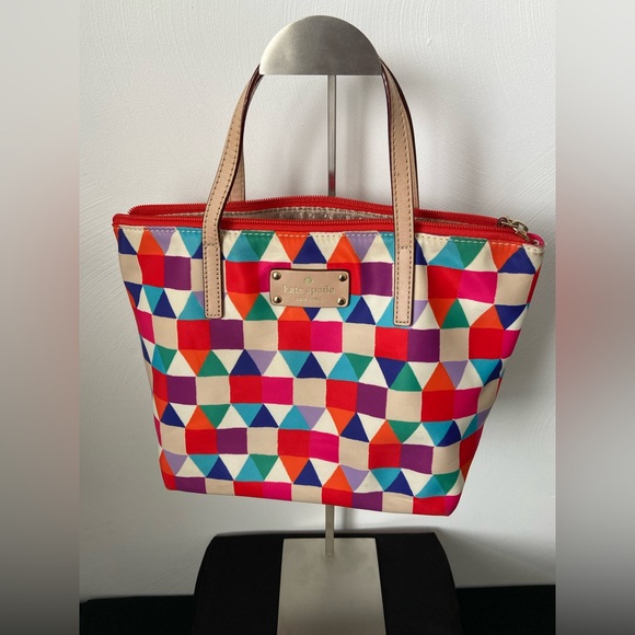 kate spade | Bags | Kate Spade Ny Colorful Geometric Printed Nylon ...